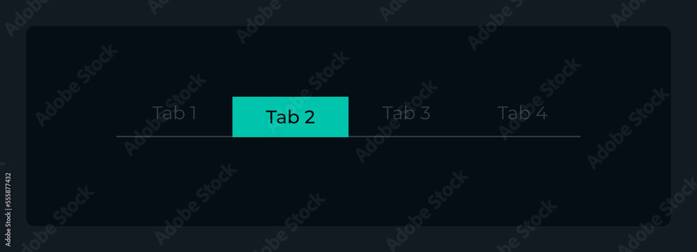 Active Second Tab In Menu Row Ui Element Template Editable Isolated Vector Dashboard Component