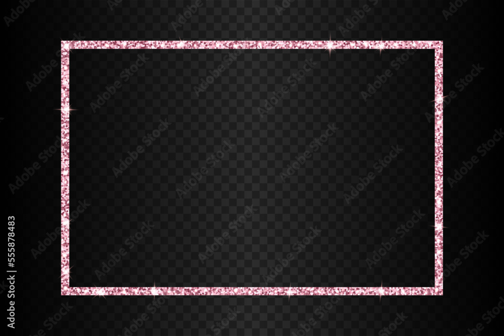 rectangle rose gold glitter frame , 3:2 scale ratio border with ...