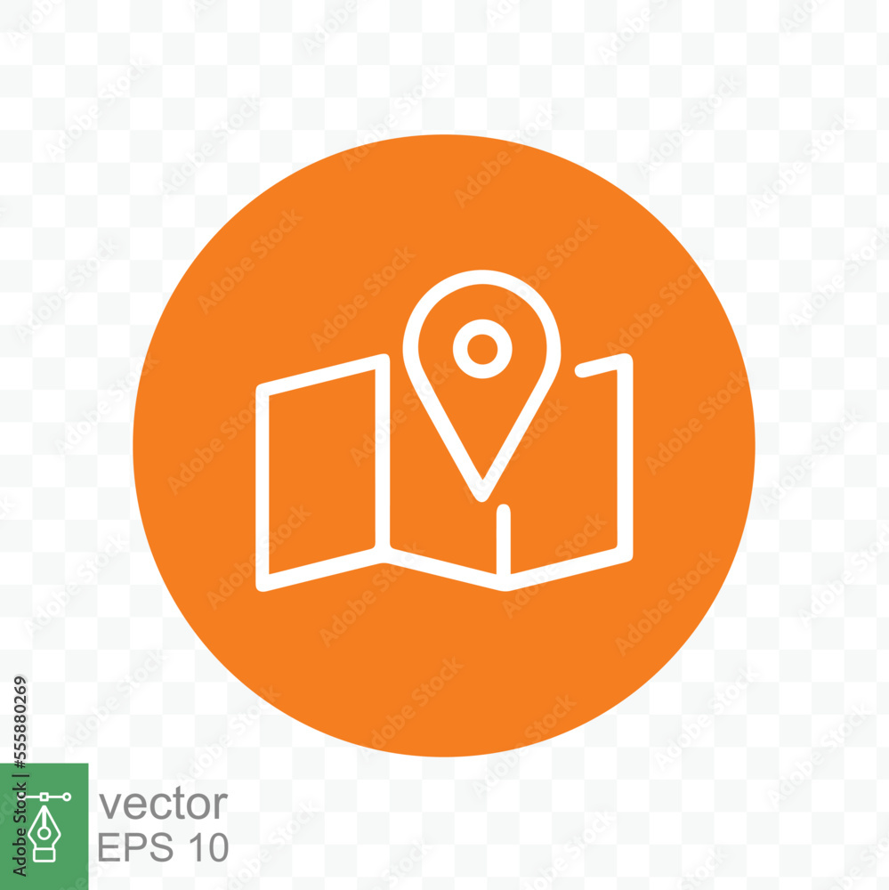 Roadmap pin place outline icon. Simple flat style. Itinerary, place ...