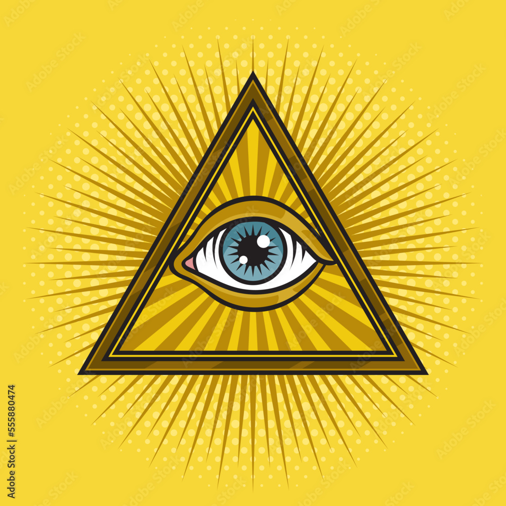 Eye of God Providence tattoo masonic symbol pinup pop art retro vector ...