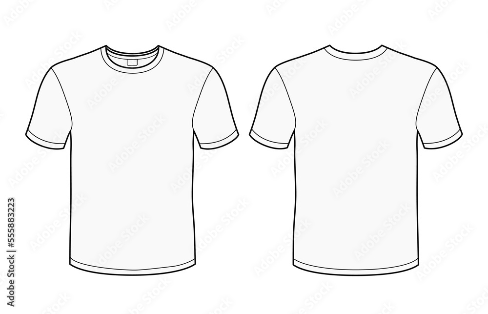 White T-shirt vector template (front and back) mockup isolated on white ...