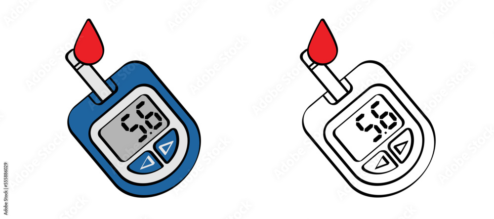 Check blood, glucose meter or glucometer. Blood sugar test, level on ...