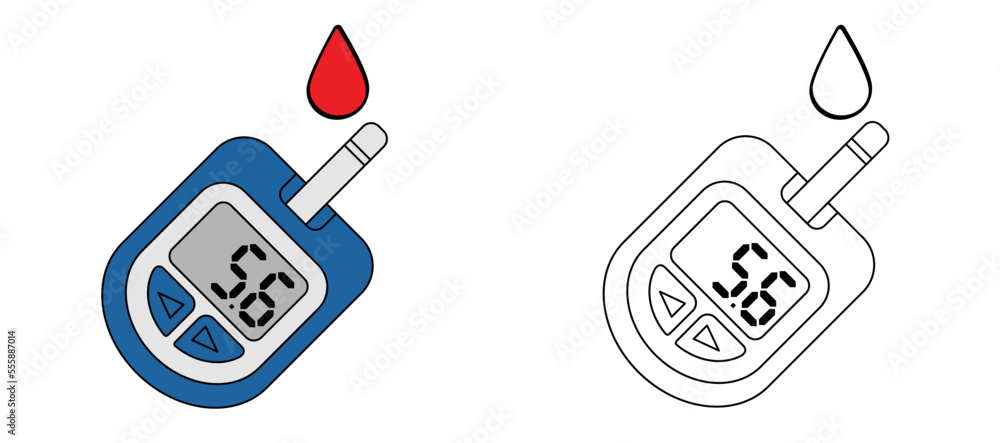 Check blood, glucose meter or glucometer. Blood sugar test, level on ...