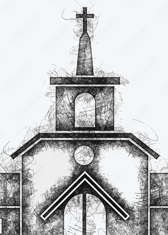 sketch vector illustration of a holy orthodox church for praying, Hand ...
