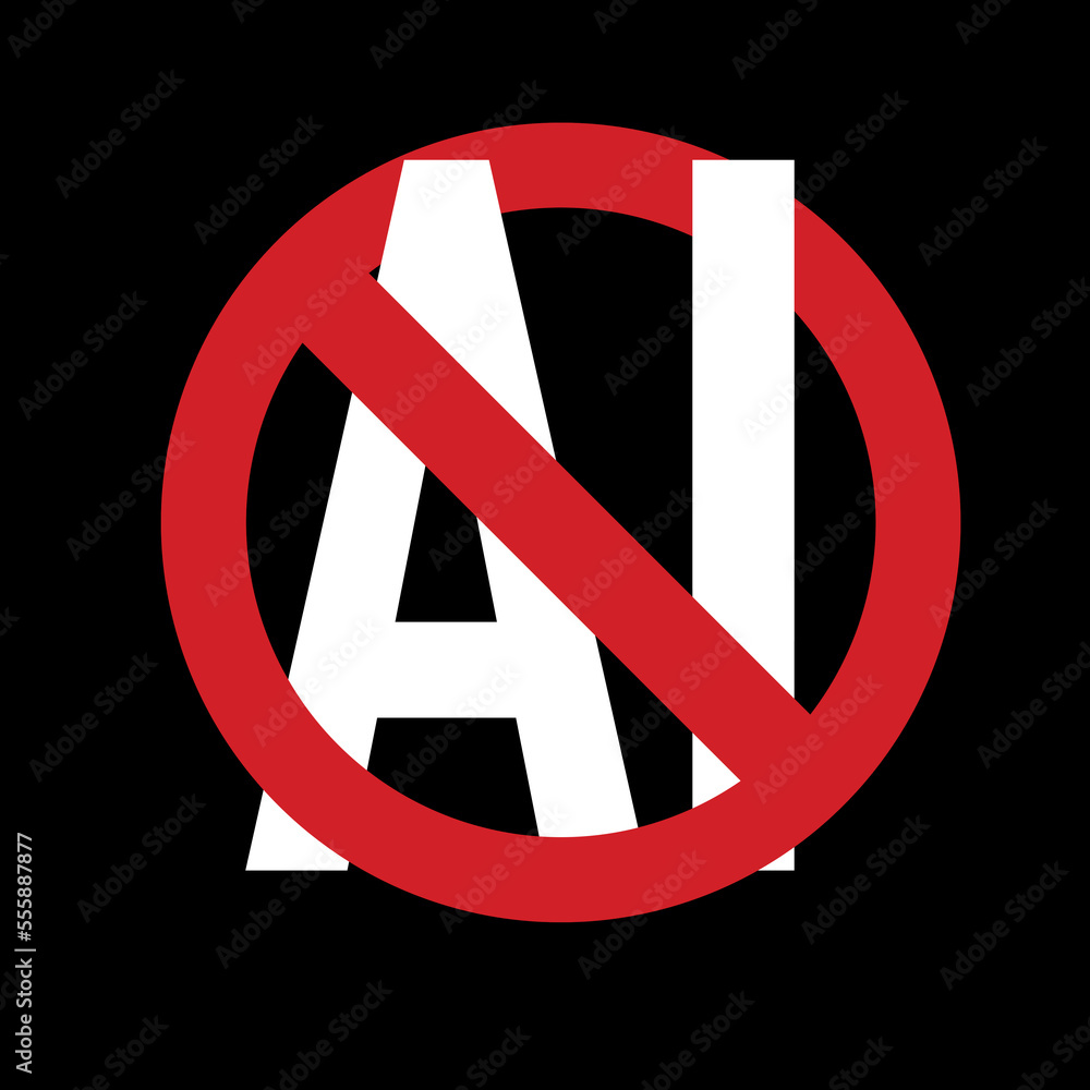 No Artificial Intelligence sign, no to AI generated art logo, no ai ...
