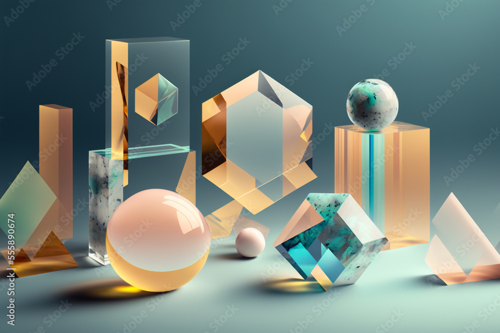 3D modern minimalist render art of abstract dimensional materials made ...