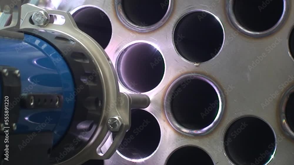 Welding shell and tube in tube heat exchanger. Welding head equipment ...