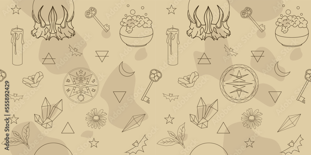 Seamless magic pattern in vector. Linear background for craft paper ...