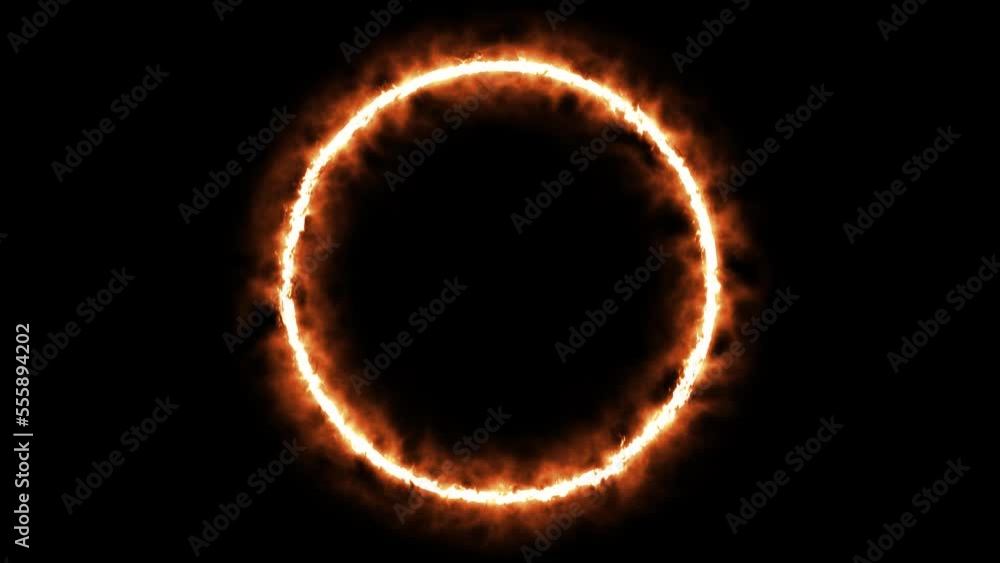 Vidéo Stock animated fireball, circle frame background with fire light ...