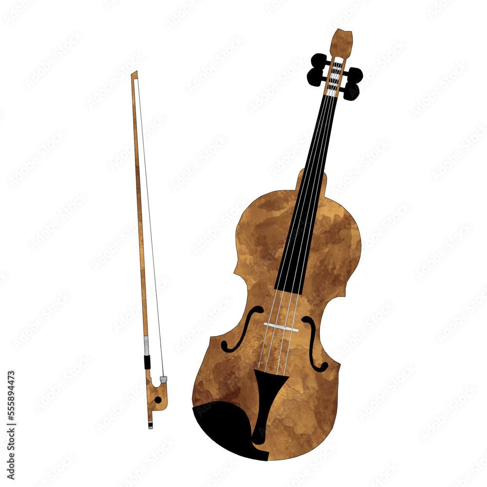 リアルなバイオリンの水彩イラスト素材 Stock Vector | Adobe Stock