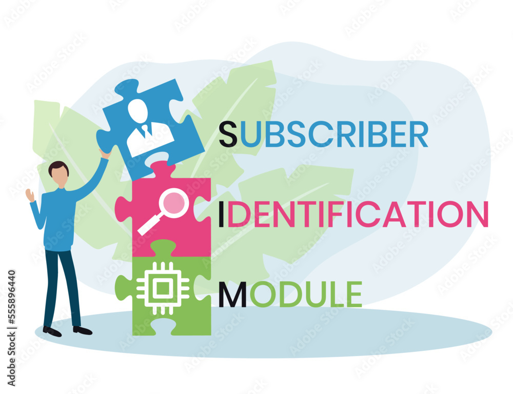 SIM - Subscriber Identification Module acronym. business concept ...