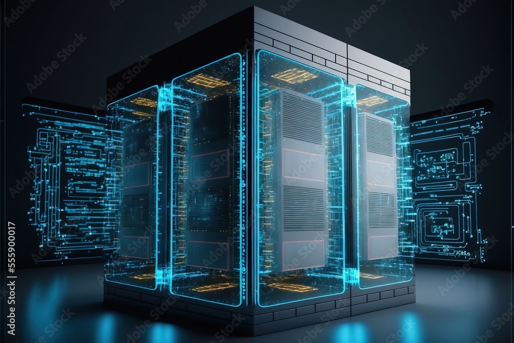 4K resolution or higher, Big High Tech Server Data Center With ...