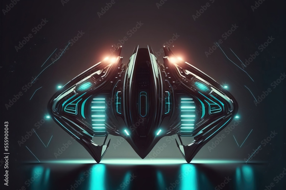 4K resolution or higher, Bright Modern Futuristic Sci-Fi Alien Ship ...