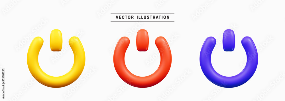 Power on and off button 3d icon render. realistic design elements ...