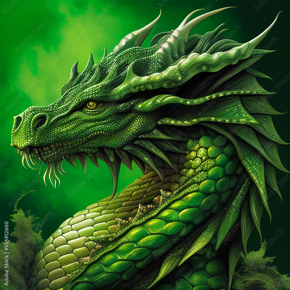green dragon generated with I.A technology Stock Illustration | Adobe Stock
