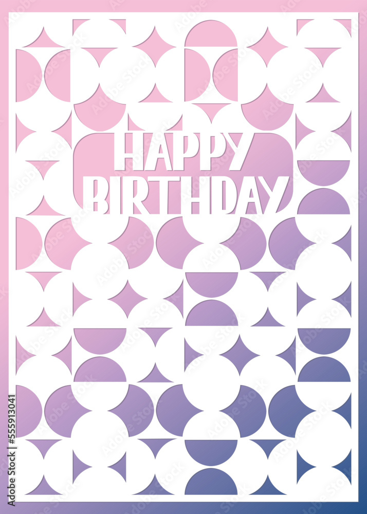 Geometric Happy Birthday card. Elegant brochure, greeting card ...