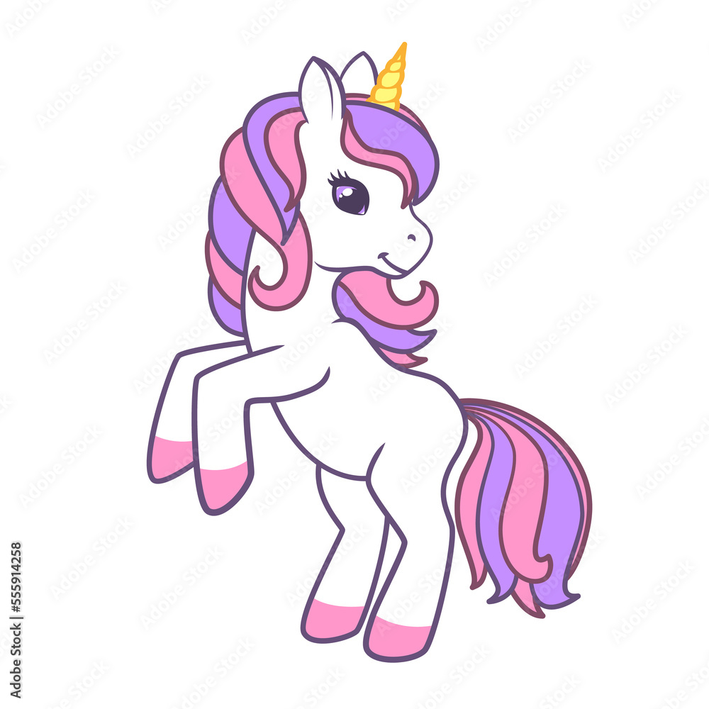 Cute unicorn isolated on white background. Illustration on transparent ...