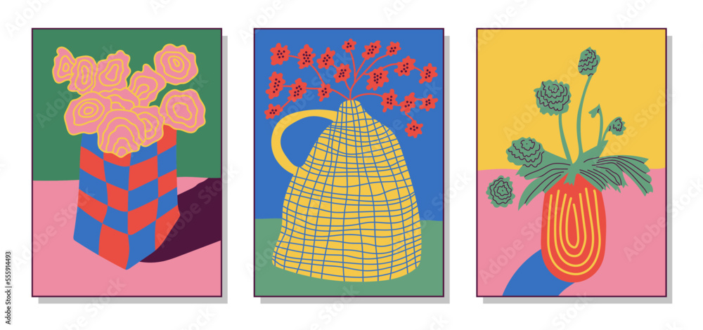 Modern paintings for the interior. Drawing style. Colorful ...