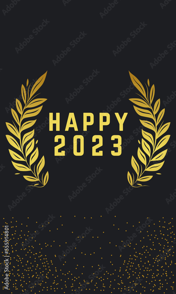 Happy 2023 written with golden col0ur on black background Stock ...