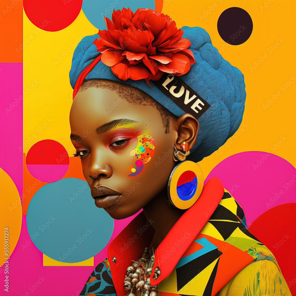 Pop art backgrounds, colorful, bright neon colors, collage of portraits ...