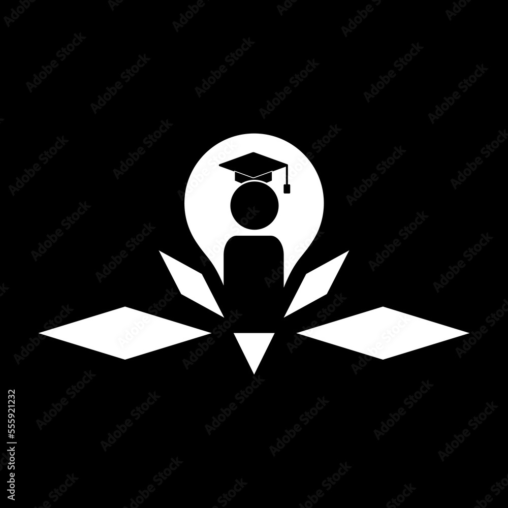 Logo vector design of people, scholar, abstract art in black and white ...