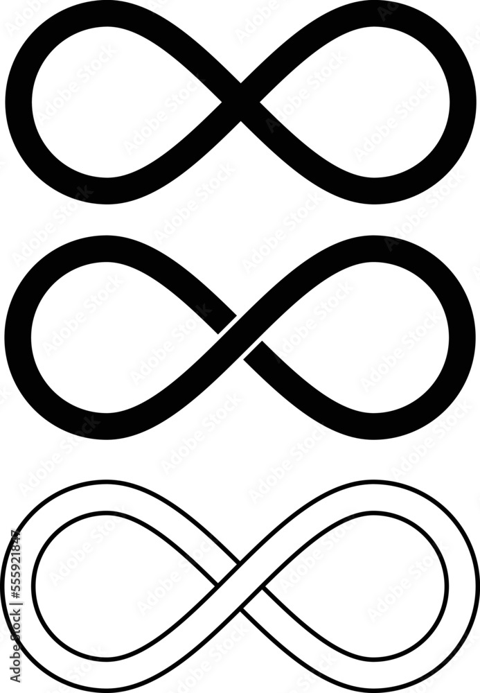 Infinity symbol in three styles. No overlap, overlap and outline ...