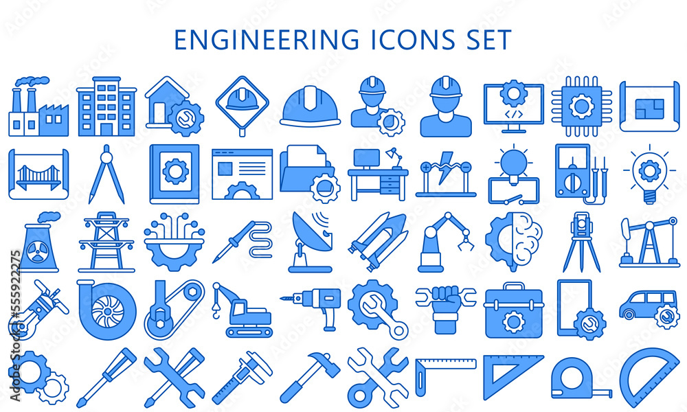 Engineering Set of outline vector icons. Contains such Icons as ...