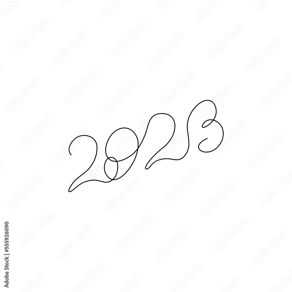 2023 inscription, two thousand and twenty three continuous line drawing ...