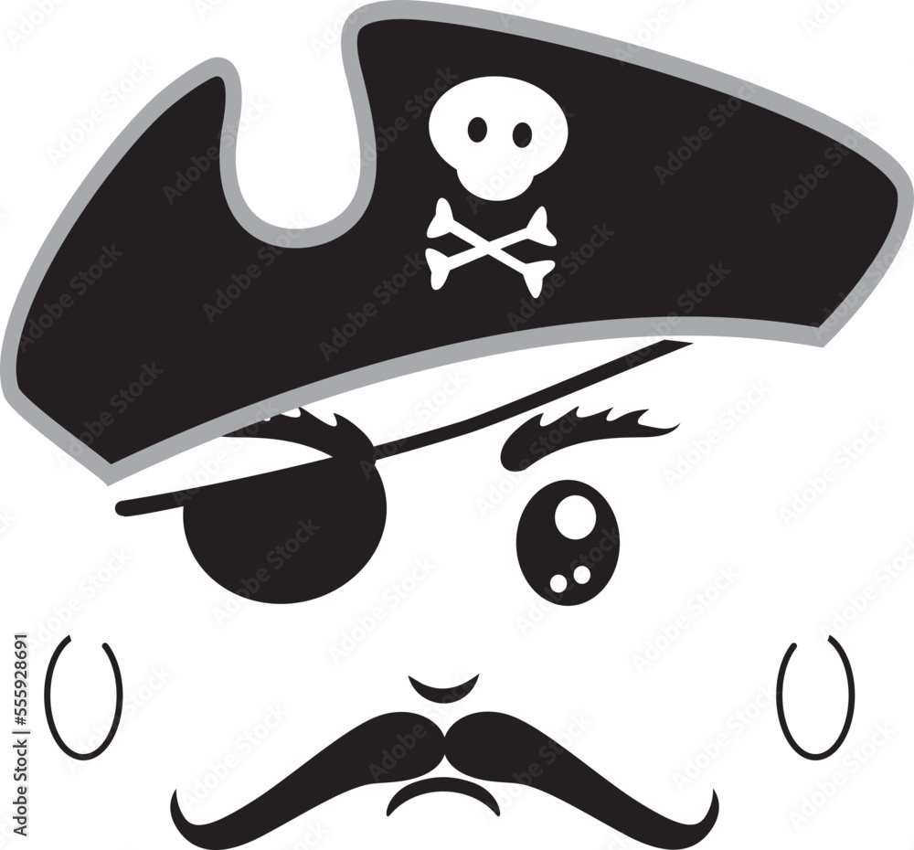 Cartoon pirate face , vector illustration Stock Vector | Adobe Stock