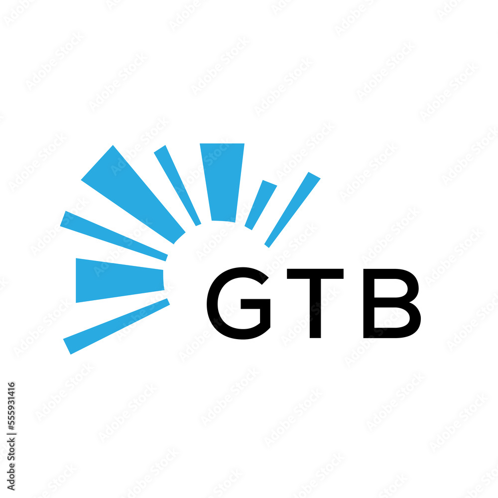 GTB letter logo. GTB blue image on white background and black letter ...
