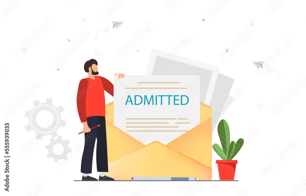 Person opens e-mail with admitting the documents, recieving positive ...