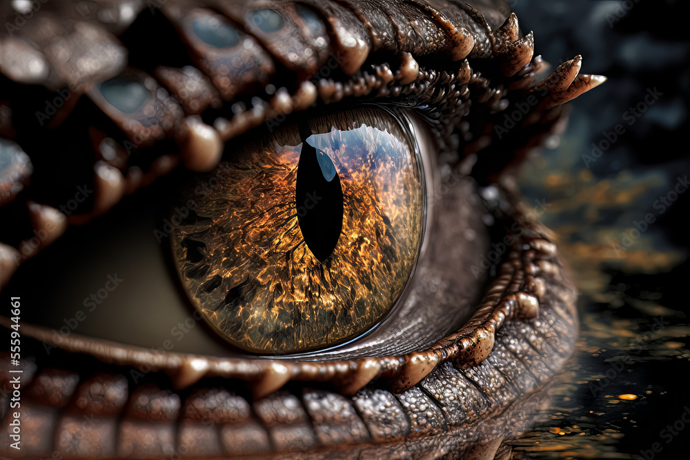 Dragon eye. 3d render of close up lizard eye. Fantasy monster looking ...