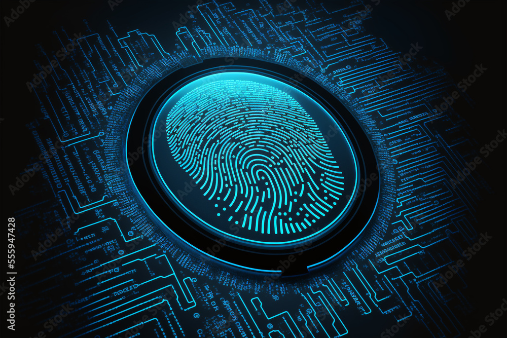 Cyber Security Fingerprint Illustration, Fingerprint Scanning on ...