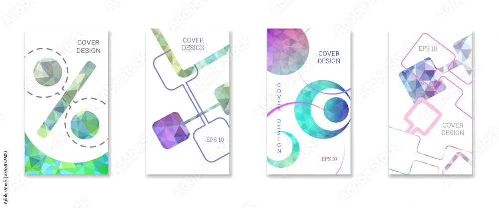 Cover design. Set of 4 covers. Imitation of crumpled paper. Unusual ...