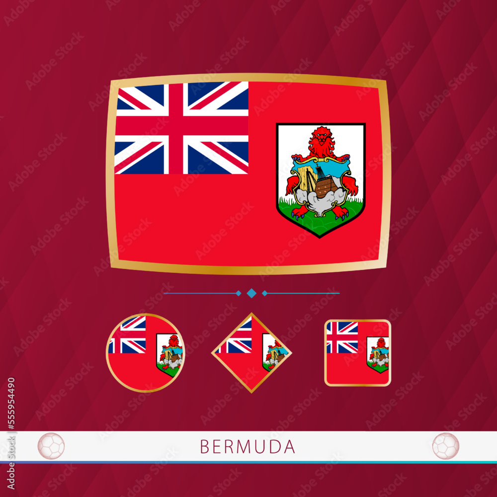 Set of Bermuda flags with gold frame for use at sporting events on a ...