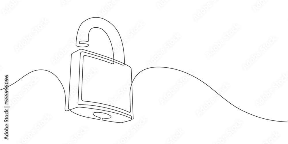 Security lock.Continuous line drawing of padlock.Vector illustration ...