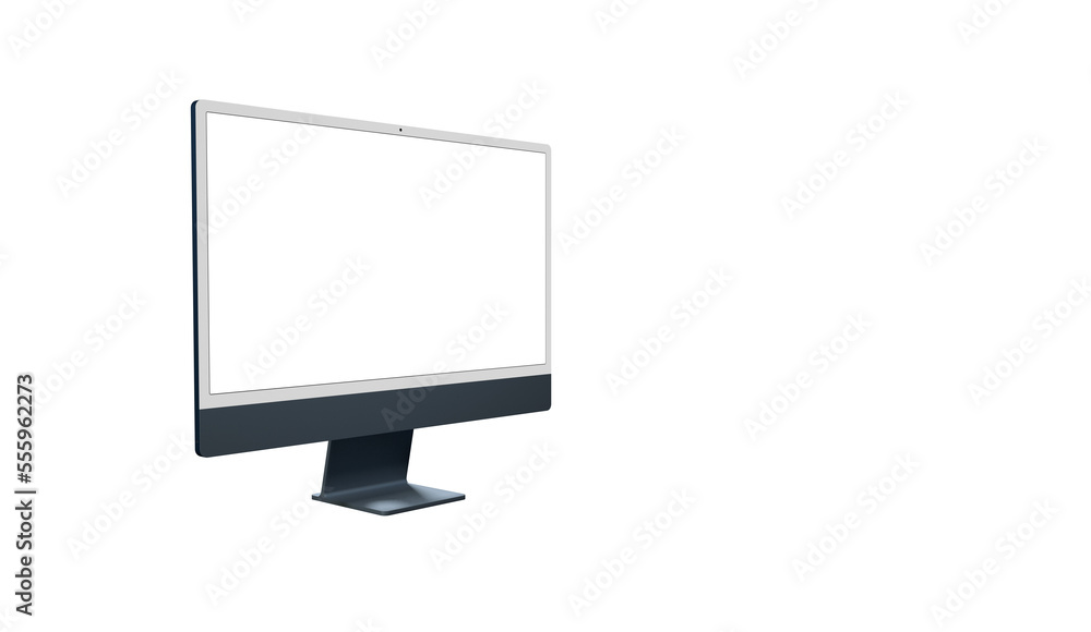 Computer monitor display with empty screen isolated on transparent ...