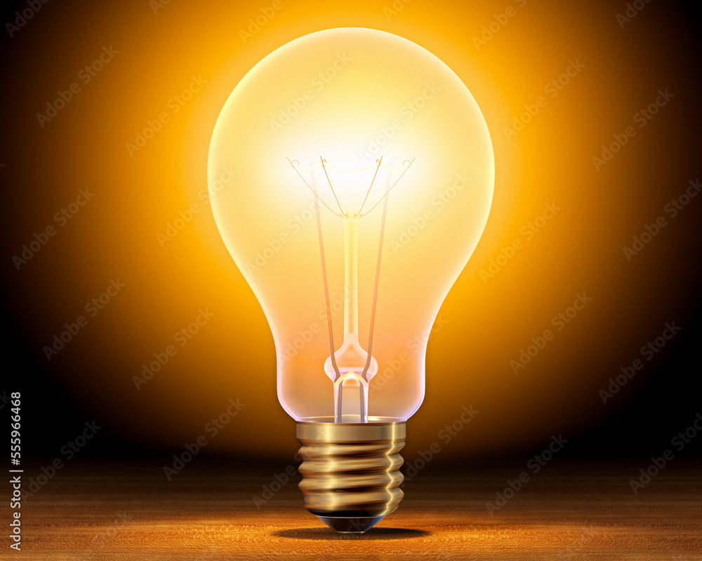 Lit Lightbulb Stock Illustration | Adobe Stock