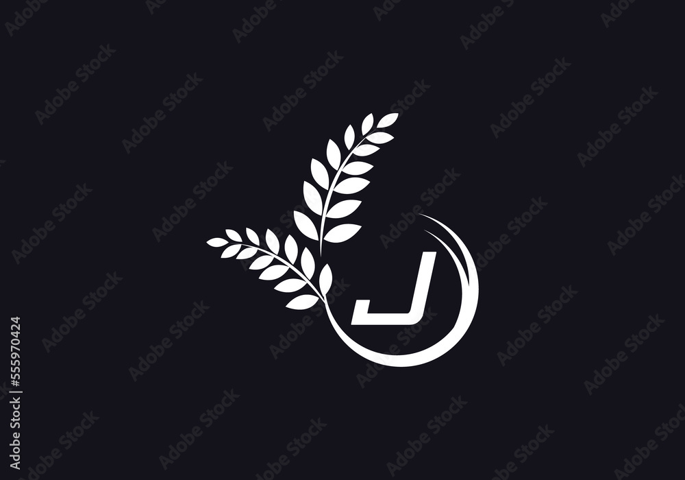 Laurel wreath green leaf logo and Vintage wheat logo design monogram ...