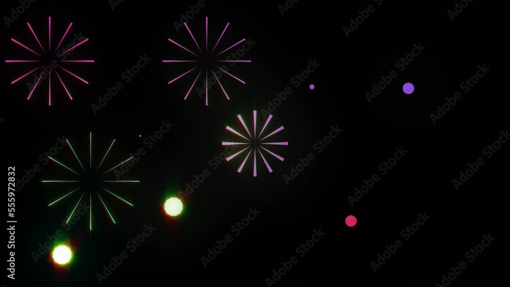 Colorful Firework in 4K resolution for New Year. Glowing fireworks show ...