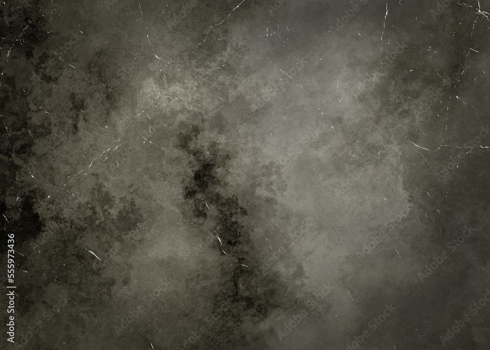 Old dark vignette background with stains and central torn distressed ...