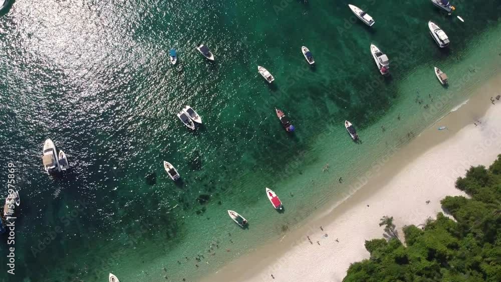 Beach With Blue Clear Water Sand Boats Nature in Brazil Drone Shot ...
