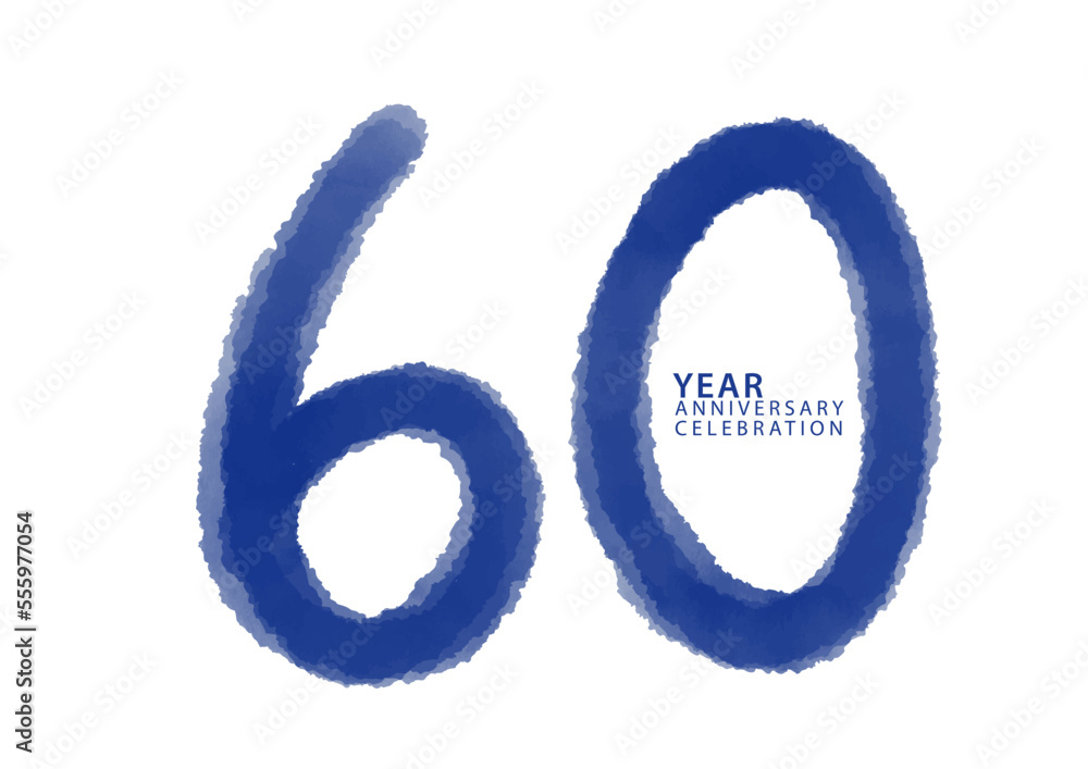60 year anniversary celebration blue color logotype vector, 60 number ...