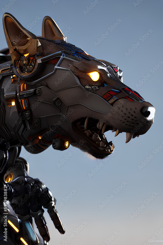 cybernetic robot dog, generated by AI Stock Illustration | Adobe Stock