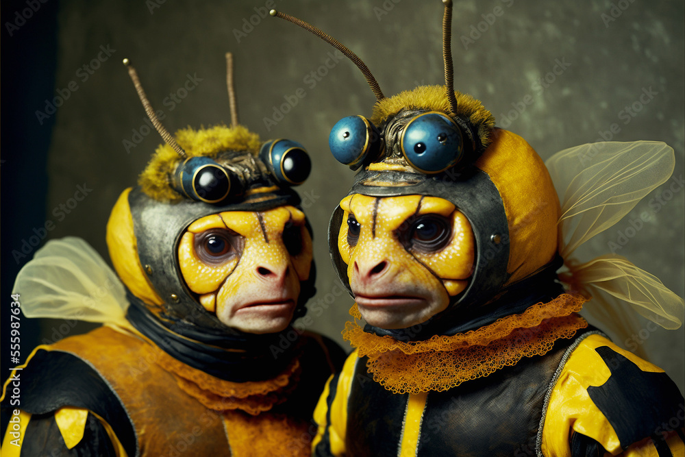 Human like alien bumble bee people. Created with generative AI. Stock ...