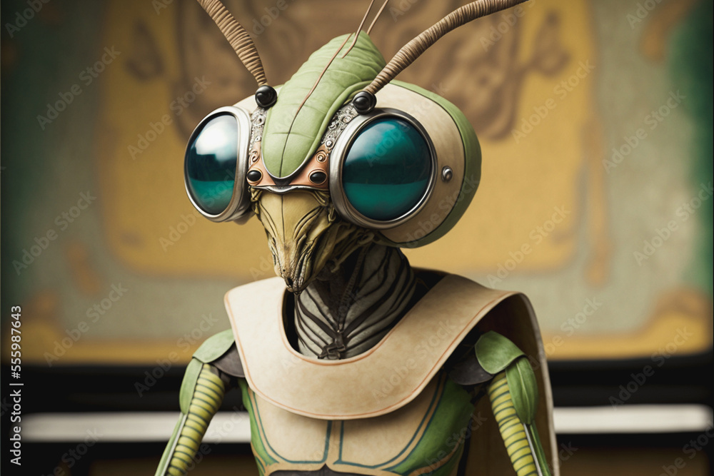 Praying Mantis insect green alien creature. Created with generative AI ...