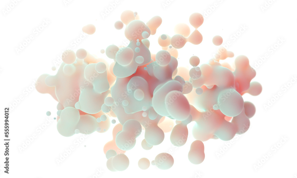 Digital abstract futuristic background of flying, flowing spheres ...