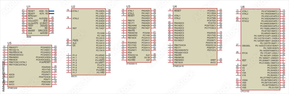 Vetor de Conditional graphic designations of microcontroller chips ...