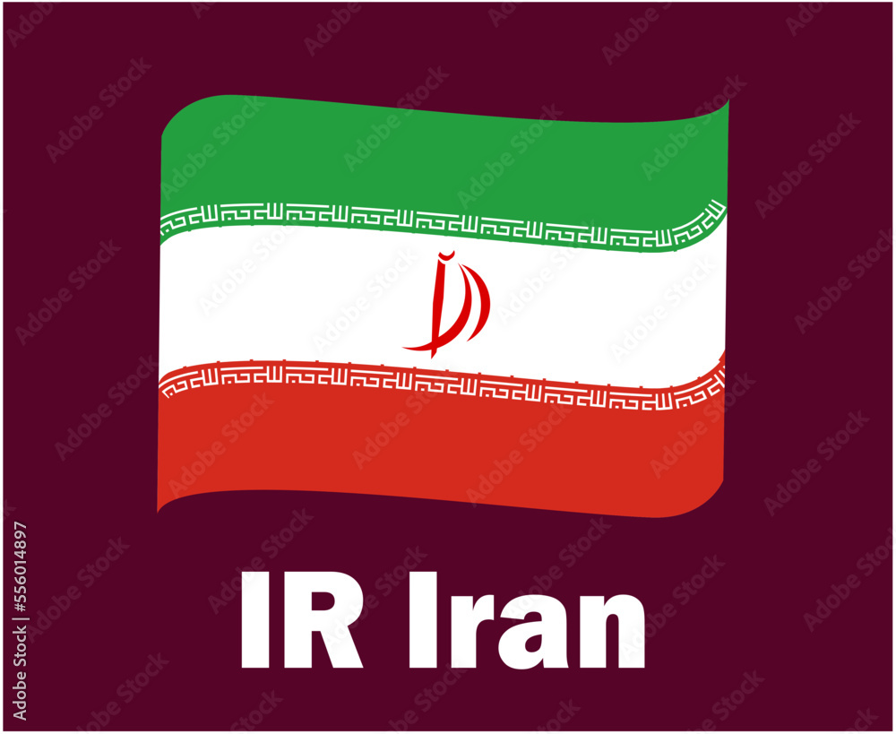 Iran Flag Ribbon With Names Symbol Design Asia football Final Vector ...