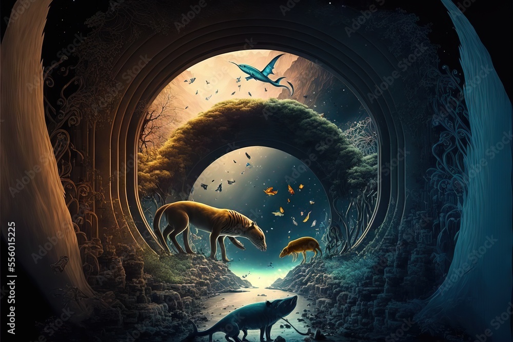Vision of aInterdimensional Portal, With Different Creatures from ...